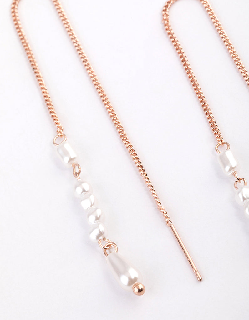 Rose Gold Pearly Thread Through Earrings - Lovisa
