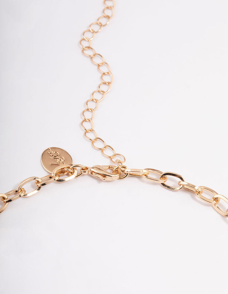 Gold Double Row Diamond Chain Stone Necklace - Lovisa