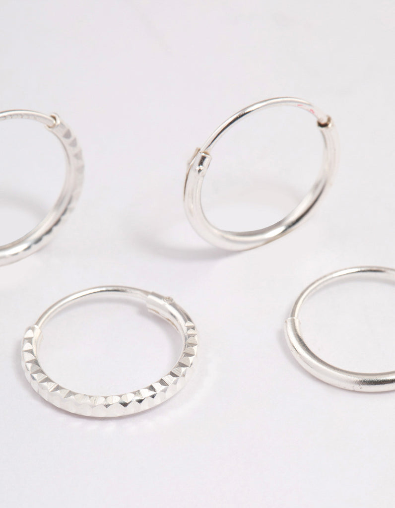 Sterling Silver Textured Hoop Earring Pack - Lovisa